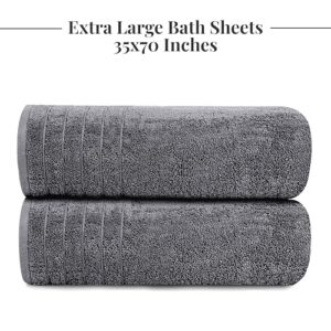 Tens Towels Large Bath Sheets, 100% Cotton, 35x70 inches Extra Large Bath Towel Sheets, Lighter Weight, Quicker to Dry, Super Absorbent, Oversized Bath Towels (DARK GREY)