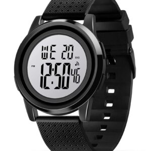 YUINK Mens Digital Watch Ultra-Thin Sports Waterproof Simple Watch Stainless Steel Wrist Watch for Men Women