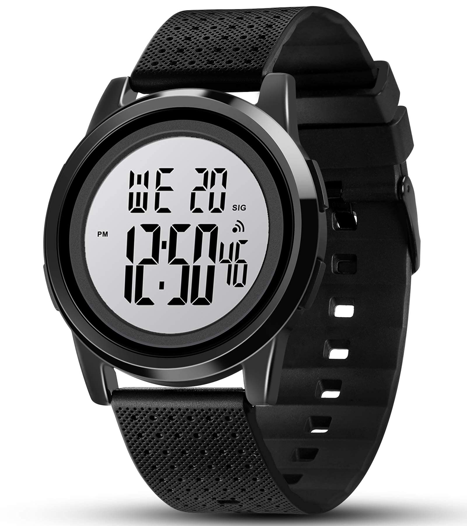 YUINK Mens Digital Watch Ultra-Thin Sports Waterproof Simple Watch Stainless Steel Wrist Watch for Men Women