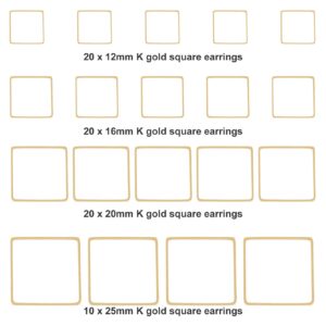 70pcs Earrings Beading Hoop Earring Finding Square Hollow Pendant for Jewelry Making DIY Crafts Art Creation Women Gift (Square)