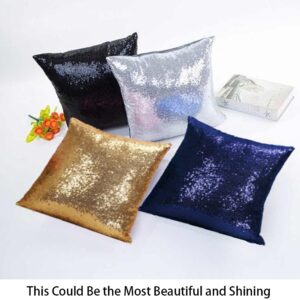 ShinyBeauty Throw Pillow Cases 2 Pack 12X12-Silver Sequin Pillow Cover Sofa Pillow Cases Sparkly Pillow Covers Designer Pillow Sequined Pillow Cover Decorative Pillows for Bed