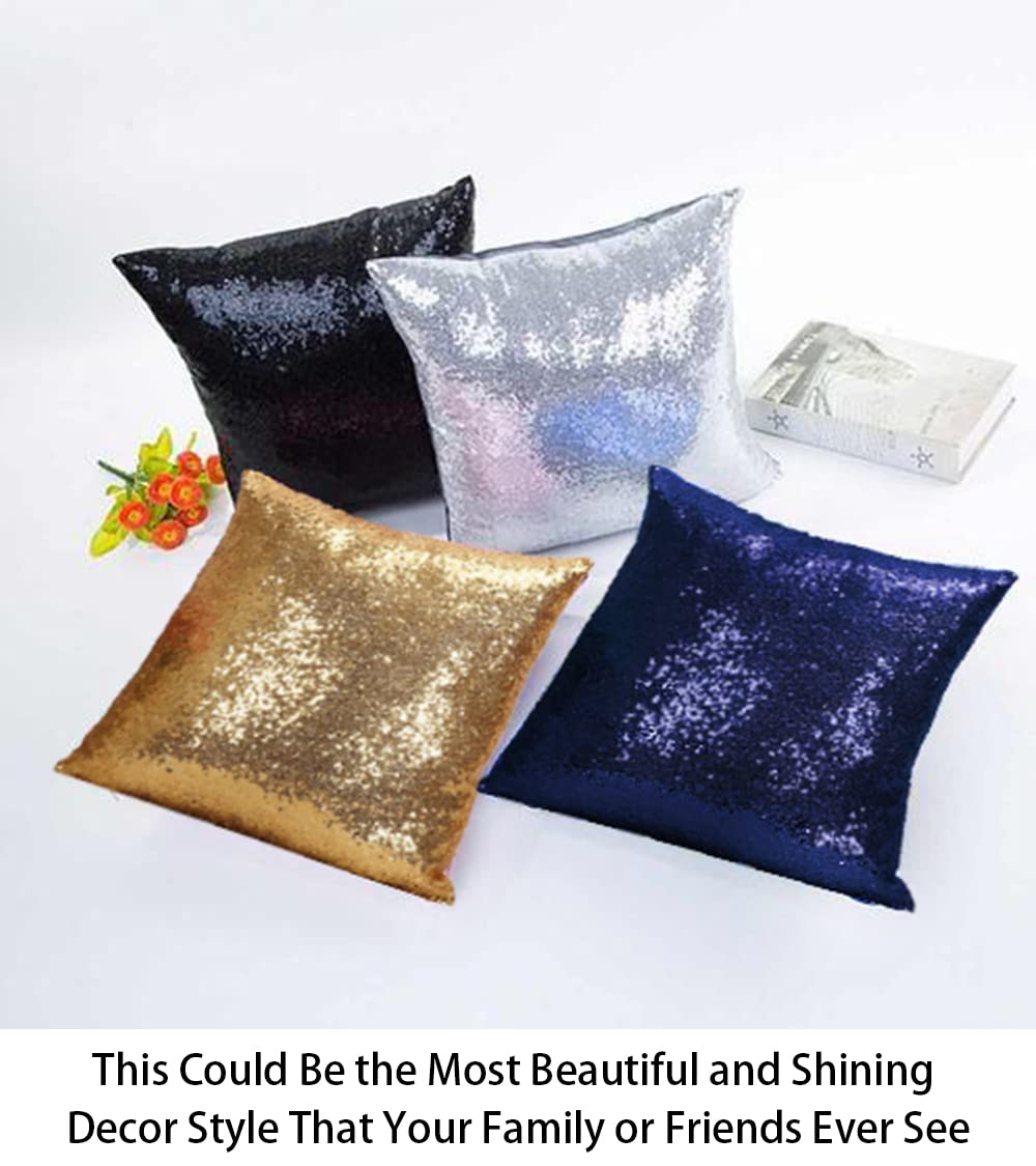 ShinyBeauty Throw Pillow Cases 2 Pack 12X12-Silver Sequin Pillow Cover Sofa Pillow Cases Sparkly Pillow Covers Designer Pillow Sequined Pillow Cover Decorative Pillows for Bed