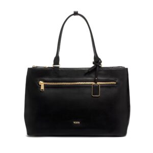 tumi voyageur sidney business tote - tote bag purse for women - work tote for women - office tote bag for everyday use & work - black leather - with gold hardware - 11.3" x 17.0" x 6.8"