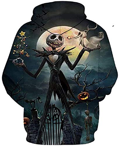 mlsjdger Unisex Nightmare Before Christmas Jack & Sally Novelty Hoodie 3D Print Sweatshirts Hoodie