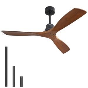 sofucor 52 inch ceiling fan no light outdoor ceiling fan remote controlled 3 carved wood fan blades reversible dc motor ceiling fan without light for farmhouse modern style