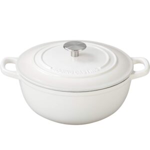 edging casting enameled cast iron dutch oven pot with lid for bread baking, enameled bread ovens, suitable for variety stovetops, 5 quart, white