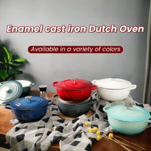 EDGING CASTING Enameled Cast Iron Dutch Oven Pot with Lid for Bread Baking, Enameled Bread Ovens, Suitable For Variety Stovetops, 5 Quart, White