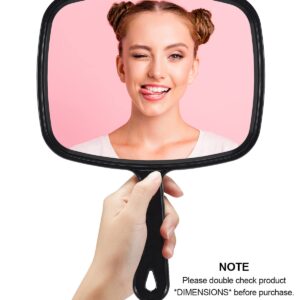 PROTECLE Large Hand Mirror, Salon Barber Hairdressing Handheld Mirror with Handle (Square Black 10.3"x7.4")