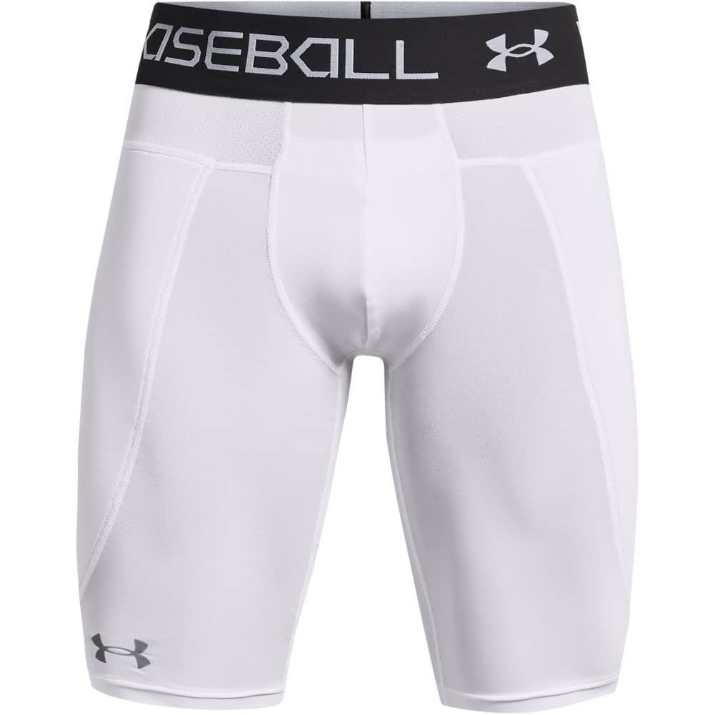 Under Armour Men's Utility Sliding Shorts 21, White (100)/Mod Gray, Medium