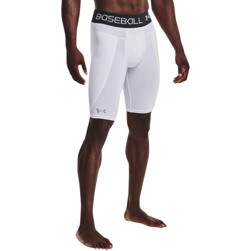 Under Armour Men's Utility Sliding Shorts 21, White (100)/Mod Gray, Medium