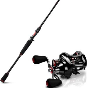 piscifun torrent baitcasting reel and rod combo, 6'9" m m 2pcs baitcaster rod and 18lbs carbon fiber drag, 7.1:1 right handed baitcasting fishing reel