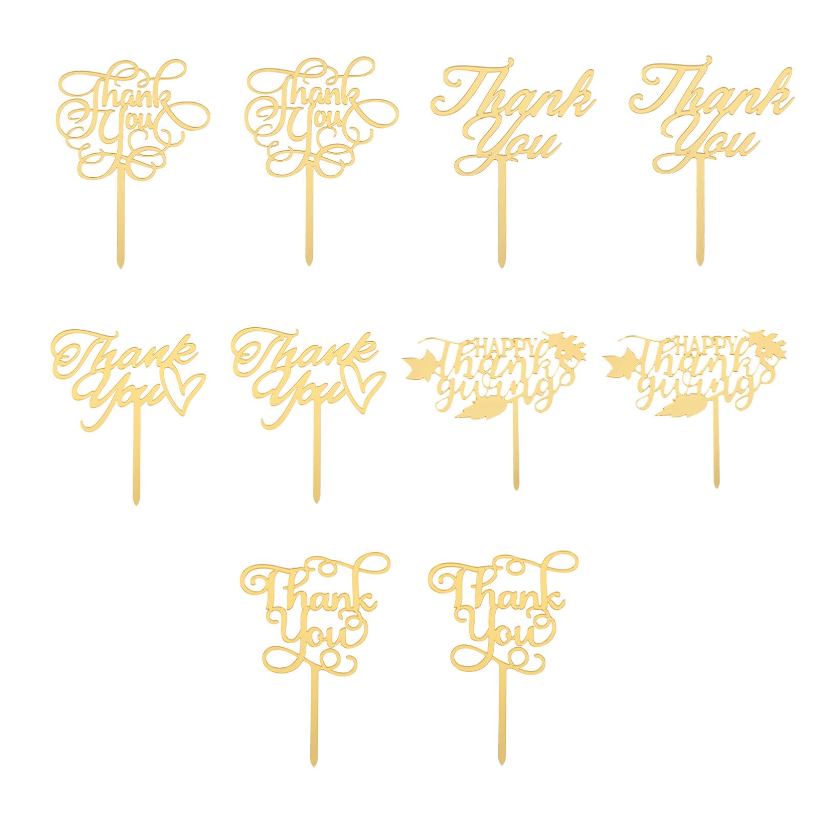 10Pcs Thank You Cake Toppers Thanksgiving Cupcake Topper Food Sticks Dessert Cake Decorations for Wedding Party Supplies (mix style)