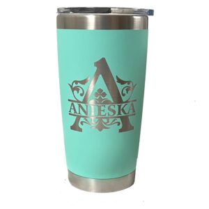 custom engraved floral monogram design yeti tumbler