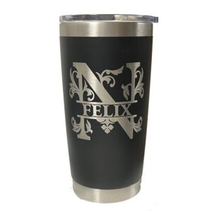 Custom Engraved Floral Monogram Design yeti Tumbler