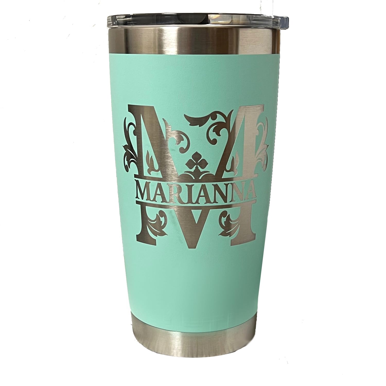 Custom Engraved Floral Monogram Design yeti Tumbler