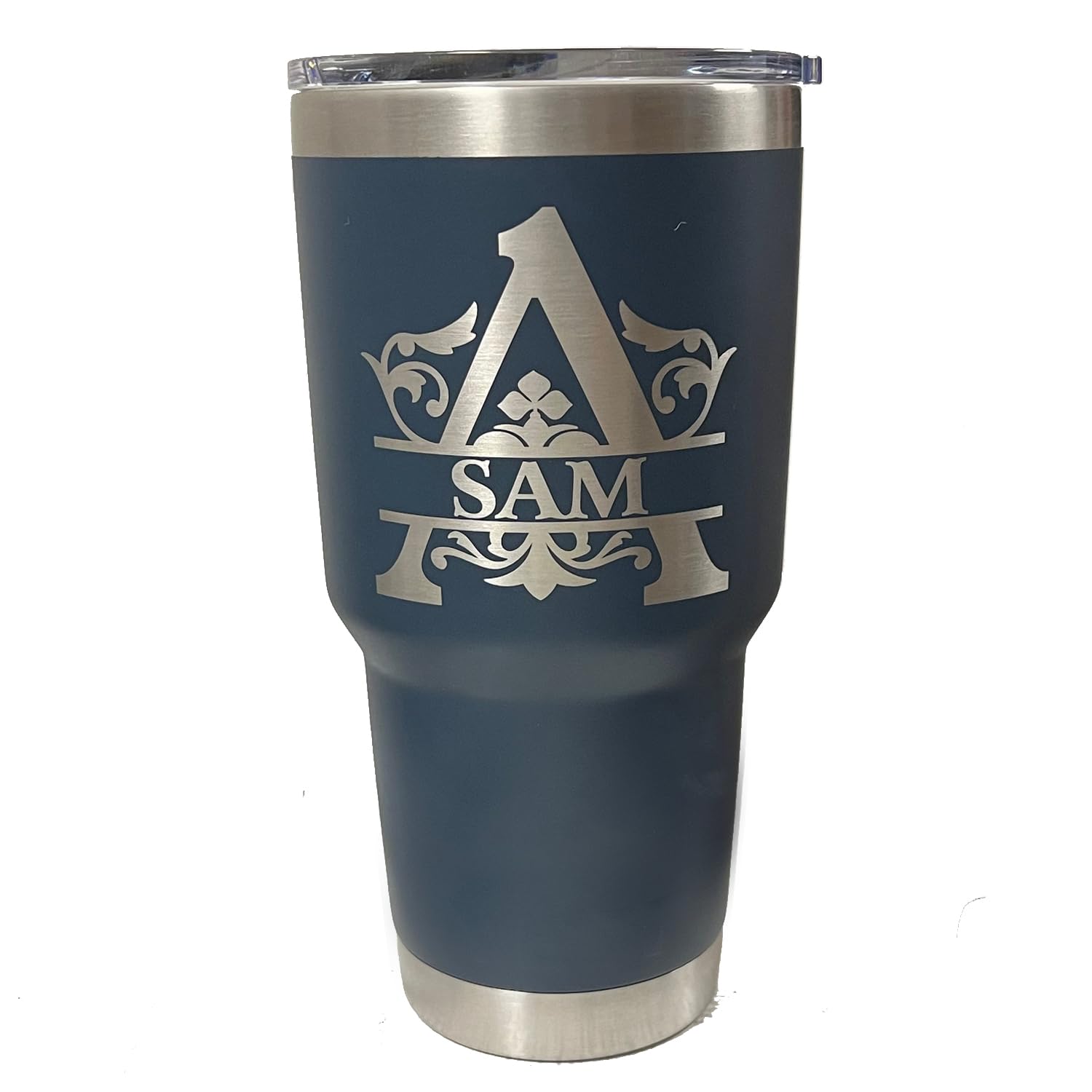 Custom Engraved Floral Monogram Design yeti Tumbler