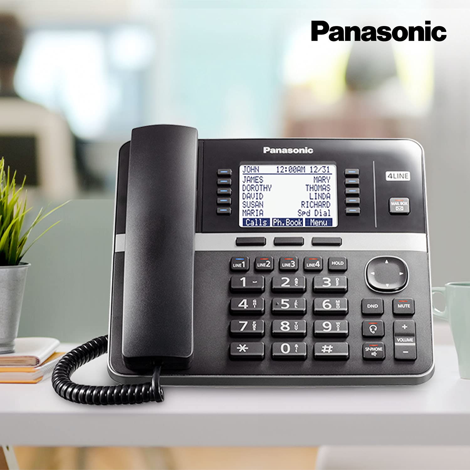 Panasonic Office Phone, Corded Extension Desk Phone Accessory to Connect Wirelessly to Expandable Base Station - KX-TGWA40B (Black)