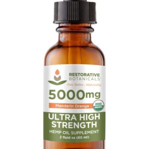 Restorative Botanicals Ultra High Strength Hemp Oil - 5000mg Mandarin Orange Flavor (2 oz - 120 Servings)