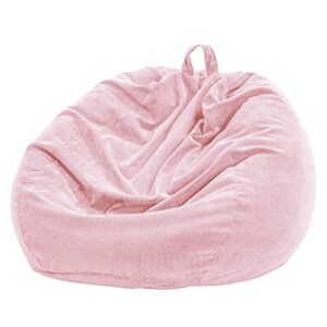 nobildonna 3 ft bean bag chair cover (no filler) for adults and kids, 300l extra large stuffed animal storage bean bag washable soft premium corduroy stuffable bean bag cover (pink)