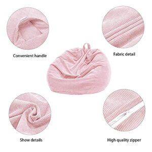 Nobildonna 3 ft Bean Bag Chair Cover (No Filler) for Adults and Kids, 300L Extra Large Stuffed Animal Storage Bean Bag Washable Soft Premium Corduroy Stuffable Bean Bag Cover (Pink)