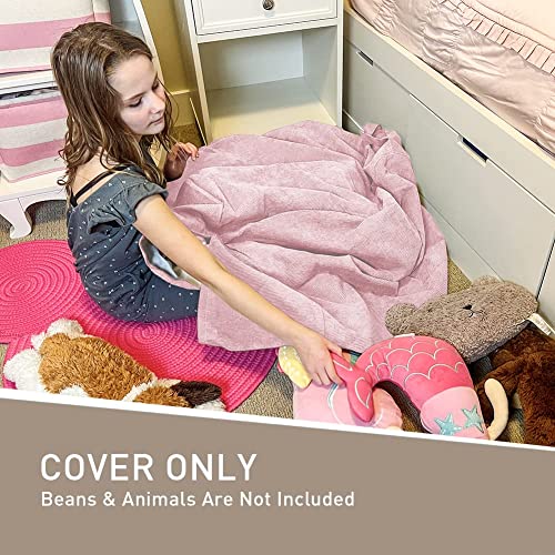 Nobildonna 3 ft Bean Bag Chair Cover (No Filler) for Adults and Kids, 300L Extra Large Stuffed Animal Storage Bean Bag Washable Soft Premium Corduroy Stuffable Bean Bag Cover (Pink)