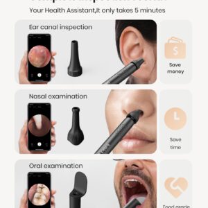 BEBIRD R1 Ear Wax Removal Tool - Spade Ear Cleaner with Ear Camera, 1080P Ear Scope, Earwax Remover Picker with 10 Replacement Tips Ear Pick with 6 LED Light for Earwax Cleaning, Support iPhone, Black