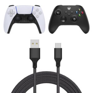 charging cable for xbox series/ ps5 controller, replacement usb c cord nylon braided long fast charging usb type c charger cord campatible with xbox series x/xbox series s/ for ps5 controller - 16.4ft