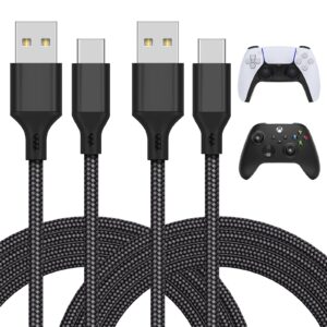 fyoung charging cable for playstation 5/for xbox series x/s/for switch oled/switch lite/switch controller, fast charging usb type c nylon braided charger cord for ps5 controllers -9.8 ft 2 pack