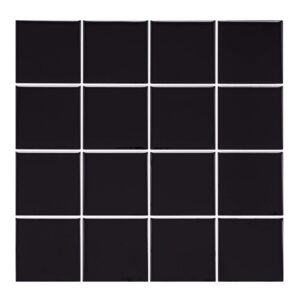 ecoart peel and stick wall tile 10" x 10" backsplash stick on kitchen bathroom 16 cells square brick stick tile sticker(6 sheets) (black)