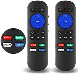 pack of 2 remote compatible with hisense roku tv remote with netflix, disney, hulu, amazon buttons, remote for 32 40 43 50 55 58 65 75 inch hisense 4k udh qled led hdr smart roku tv, no setup required