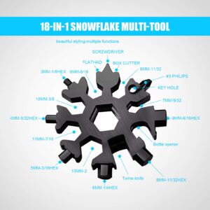 6 Pieces Metal Snowflake Multi Tool Stainless Steel Snowflake Screwdriver 18-in-1 Snowflake Standard Multi Tool Bottle Opener Wrench (Silver, Black, Colorful)