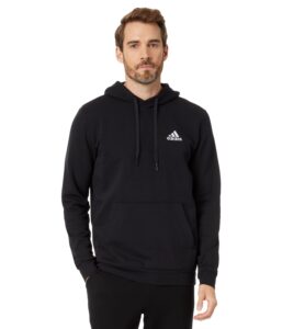 adidas men's essentials fleece hoodie, black/white, small