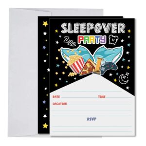 sleepover boy birthday invitations, slumber party invitations, 20 invitations + 20 white envelopes