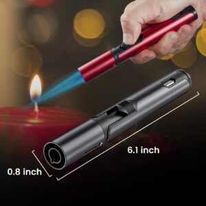 Urgrette 2 Pack Butane Torch Lighter, 6-inch Refillable Pen Lighter Adjustable Jet Flame Butane Lighter for Grill BBQ Candle Camping (Gas Not Included) Raven & Ruby