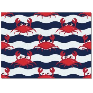 big buy store indoor area rugs red crab non-slip rectangular carpet blue chevron zig zag soft floor mat for living room bedroom kids room kitchen home decor -2'x3'