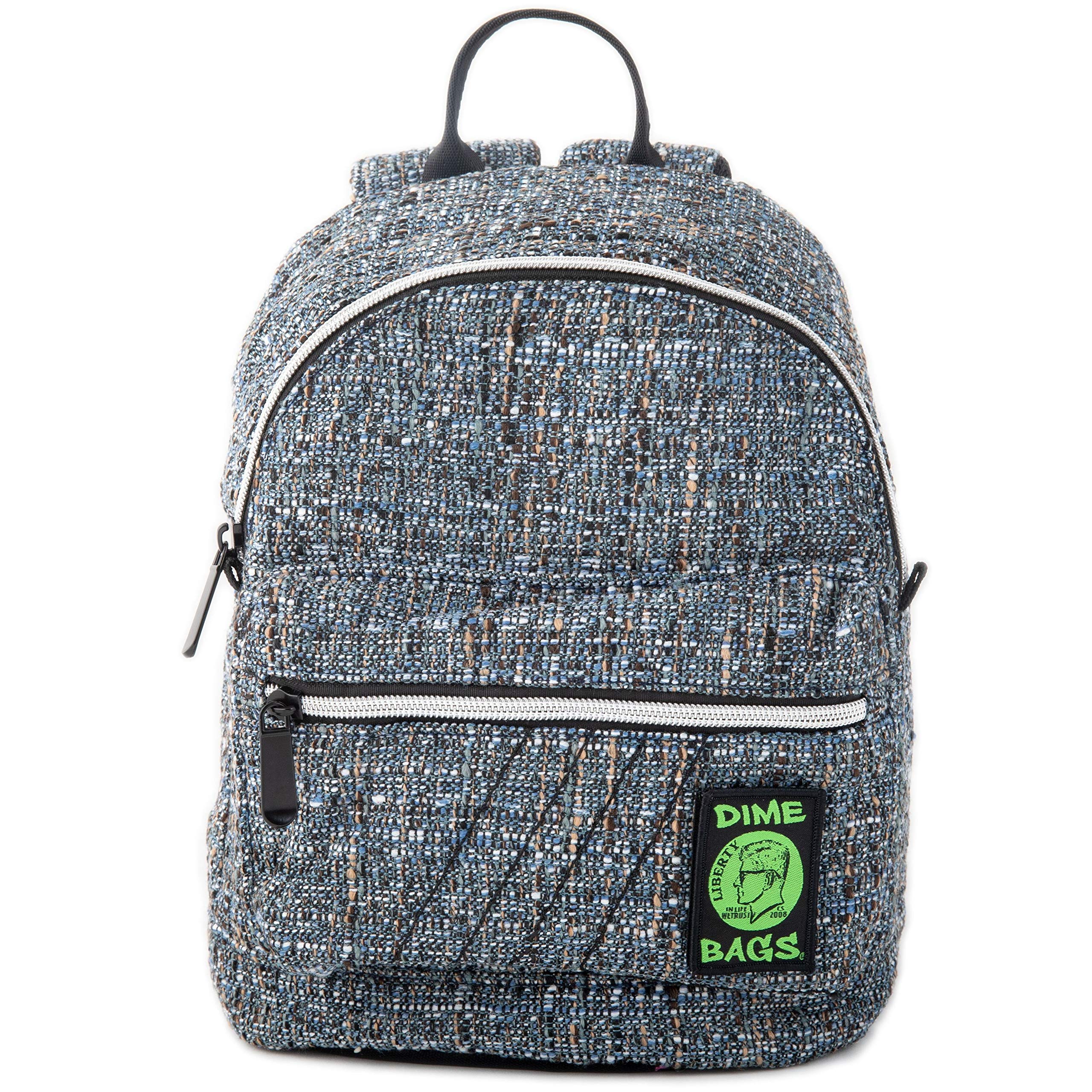 DIME BAGS Festy Bound Mini Hemp Backpack | Stylish Mini Backpack with Secret Pocket (Static Blue)