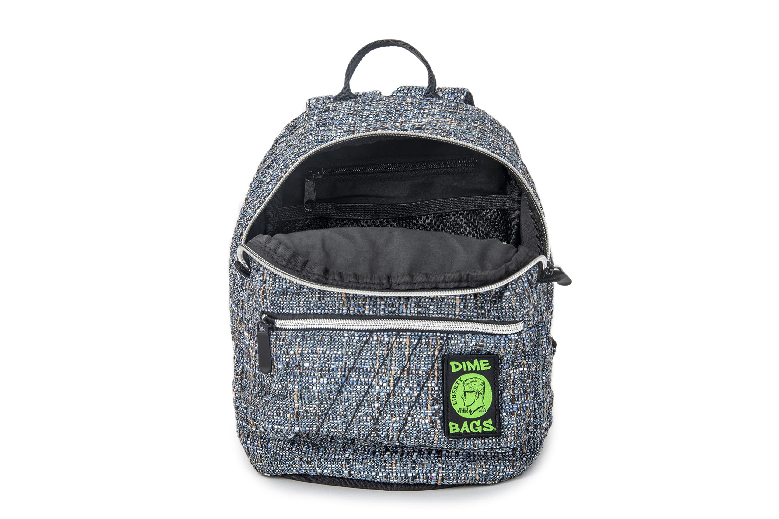 DIME BAGS Festy Bound Mini Hemp Backpack | Stylish Mini Backpack with Secret Pocket (Static Blue)