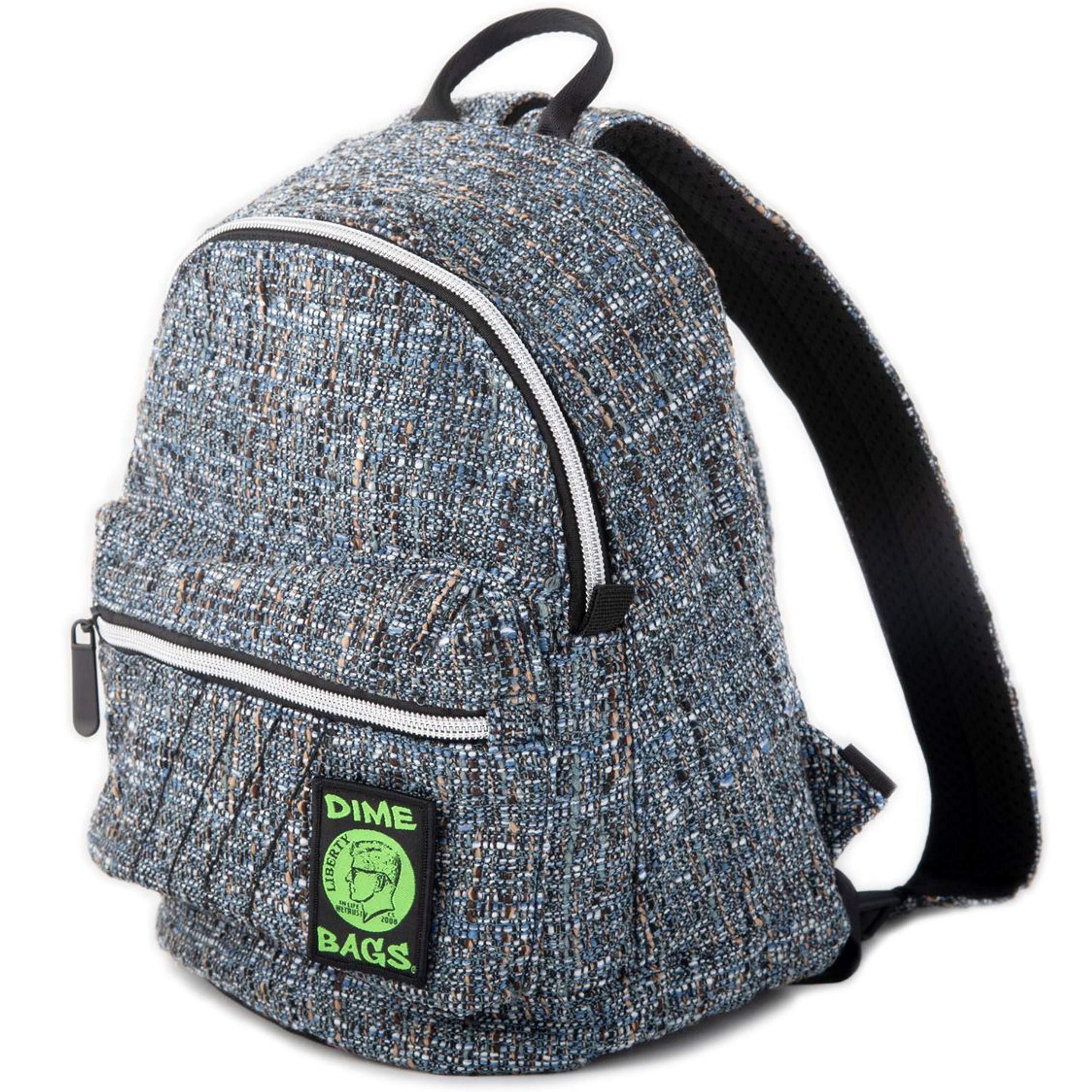 DIME BAGS Festy Bound Mini Hemp Backpack | Stylish Mini Backpack with Secret Pocket (Static Blue)