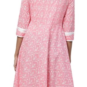 Yash Gallery Women's Cotton Floral Print Anarkali Kurtis (Light Pink)