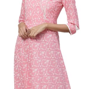 Yash Gallery Women's Cotton Floral Print Anarkali Kurtis (Light Pink)