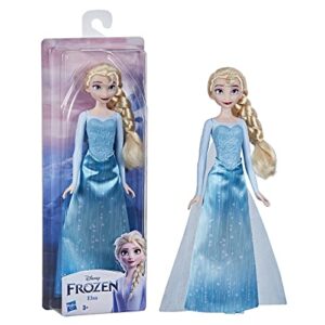 frozen disney's shimmer elsa fashion doll, skirt, shoes, and long blonde hair, toy for kids 3 years old and up