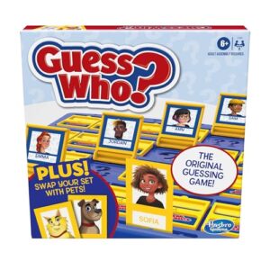 hasbro gaming guess who? board game, with people and pets cards, the original guessing game for kids, ages 6 and up (amazon exclusive)