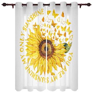 big buy store blackout curtains panels sunflower butterfly thermal insulated grommet window curtains white background room darkening curtain drapes for bedroom & living room 40inches w x 84inches l