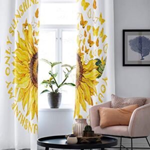 Big buy store Blackout Curtains Panels Sunflower Butterfly Thermal Insulated Grommet Window Curtains White Background Room Darkening Curtain Drapes for Bedroom & Living Room 40inches W x 84inches L