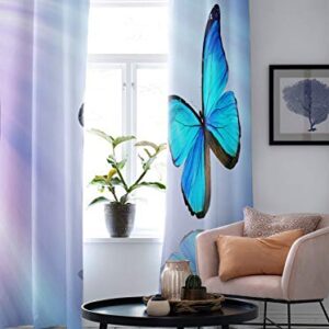 Big buy store Blackout Curtains Panels Blue Butterfly Thermal Insulated Grommet Window Curtains Insect Nature Room Darkening Curtain Drapes for Bedroom & Living Room 40inches W x 84inches L