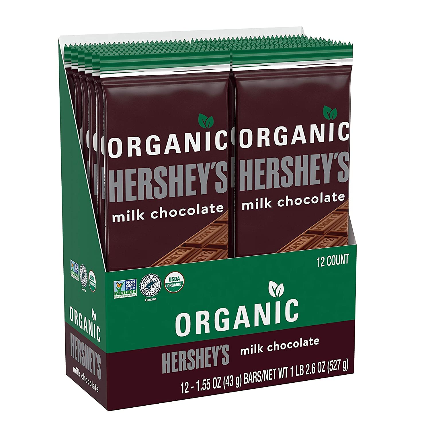 HERSHEY'S Organic Chocolate Bar, 1.55 oz. (Pack of 12)