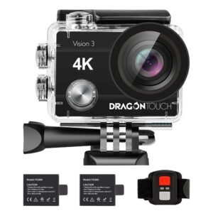 dragon touch 4k action camera 20mp vision 3 underwater waterproof camera 170° wide angle wifi sports cam with remote and mounting accessories kit