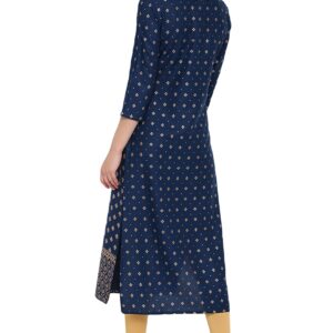 Janasya Indian Women's Blue Rayon Kurta