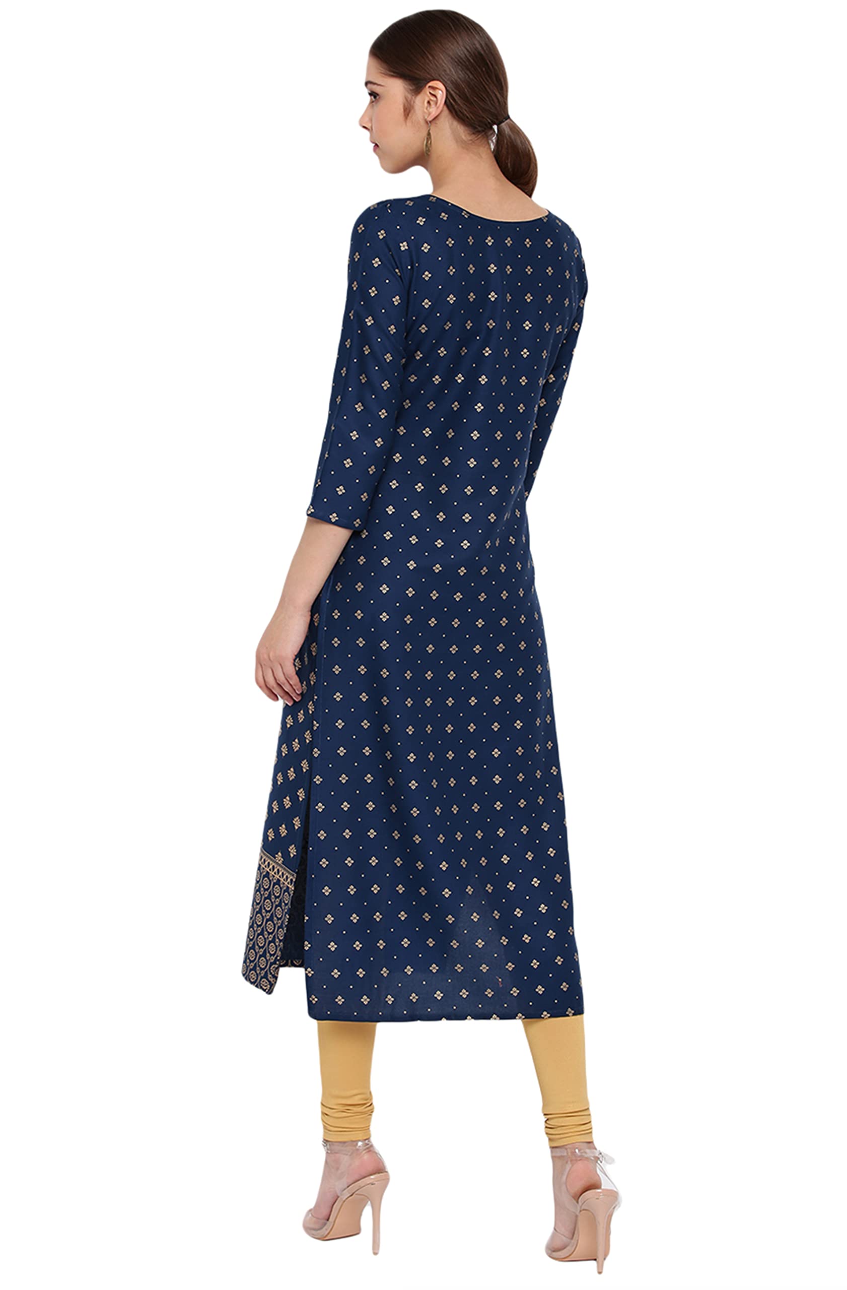 Janasya Indian Women's Blue Rayon Kurta