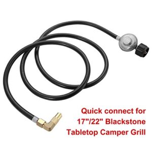 Elaeagnus 6 Feet Propane Adapter Hose with Regulator to Quick Connect for 17"/22" Blackstone Tabletop Camper Grill,Propane Accessories and Replacement Parts for 17"/22" Blackstone Griddle (6 Feet)